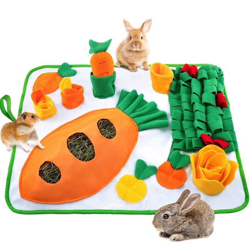 Rabbit Foraging Mat with Fixing Handle, Machine Washable Polar Fleece ...