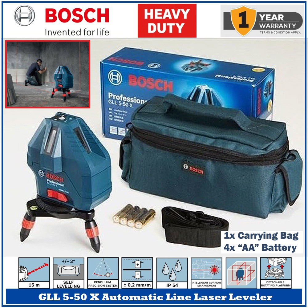 Bosch GLL 5-50 X Automatic Line Laser Leveler - Original Bosch - 1 year ...