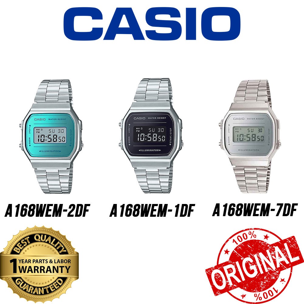 CASIO A168WEM SERIES ORIGINAL MEN WATCH WITH 1 YEAR WARRANTY | Shopee Malaysia