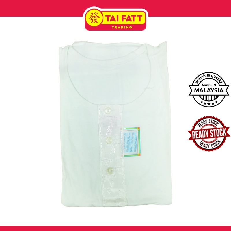 Tai Fatt Garuda Pagoda White T-shirt With Button 100% Cotton Pagoda T ...