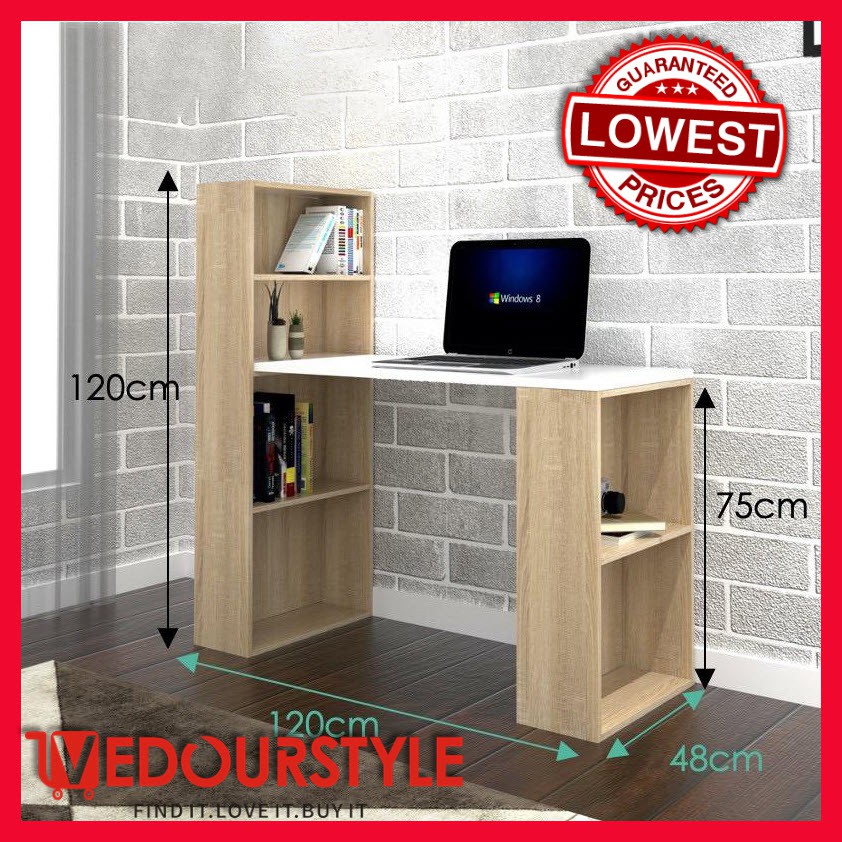 🇲🇾READY STOCK🇲🇾VEDOURSTYLE Writing Desk Office Table With Book Shelf ...