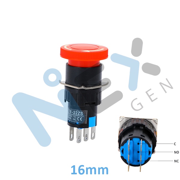 LA7 LAY16 Emergency Stop E Stop Self-Locking Mushroom Push Button ...