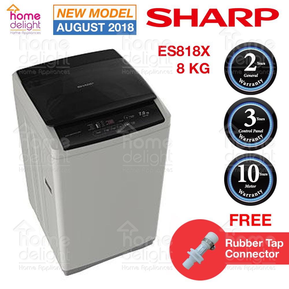 Sharp 8kg Fully Auto Washing Machine Washer Mesin Basuh ES818X | Shopee ...