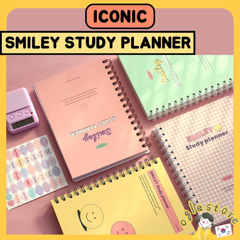 Iconic Smiley Study Planner for 4months Korean Study Planner Sticker ...