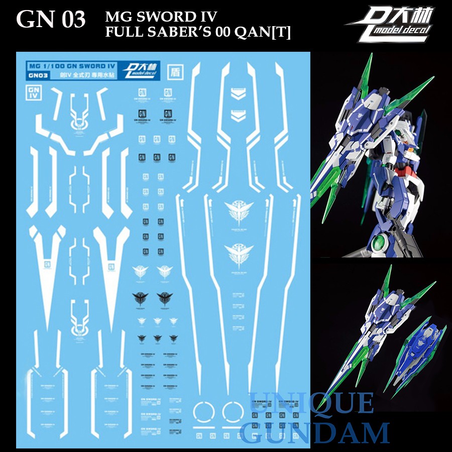 [DALIN] GN03 [1] MG 1/100 SWORD IV FULL SABER'S OO QAN[T] GUNDAM WATER SLIDE DECAL | Shopee Malaysia