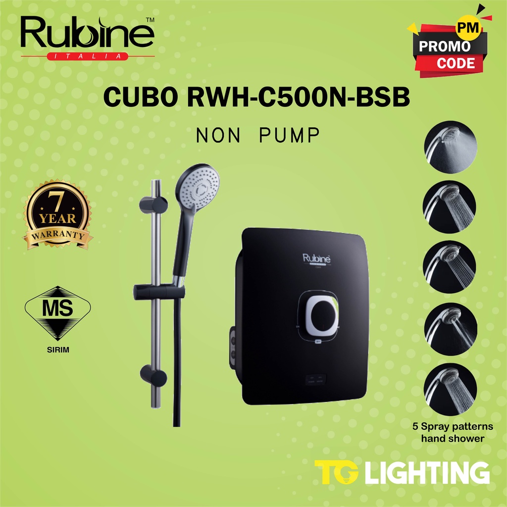 𝗥𝗨𝗕𝗜𝗡𝗘 𝗪𝗔𝗧𝗘𝗥 𝗛𝗘𝗔𝗧𝗘𝗥 𝗡𝗢𝗡 𝗣𝗨𝗠𝗣 CUBO RWH-C500N-BSB | Shopee Malaysia