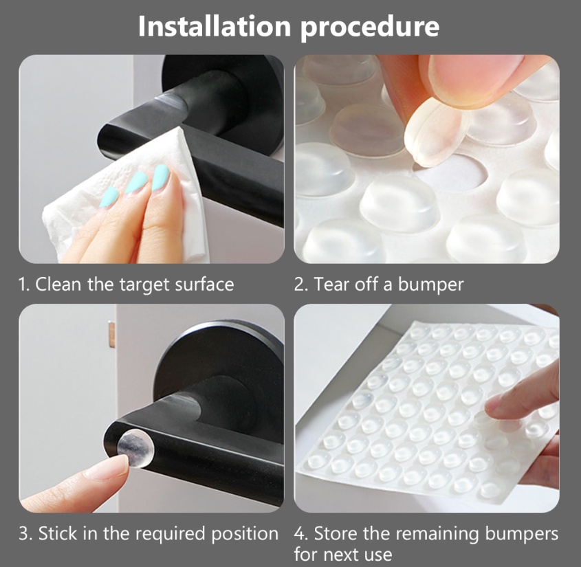 【READY STOCK】 3M Adhesive Transparent Buffer Pads Cabinet Door Bumpers ...