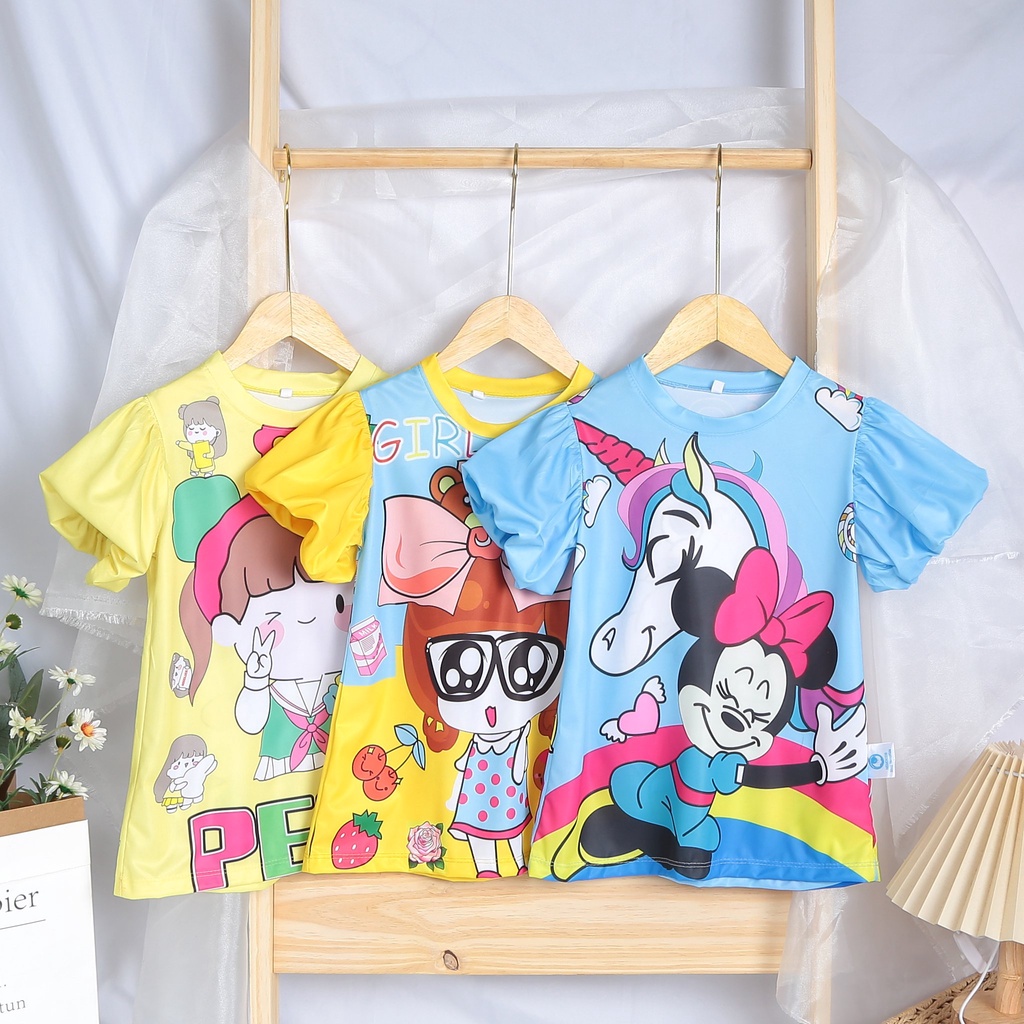Combo 3 Cute puffy sleeve baby girl dress with thick, smooth, cool SIL ...