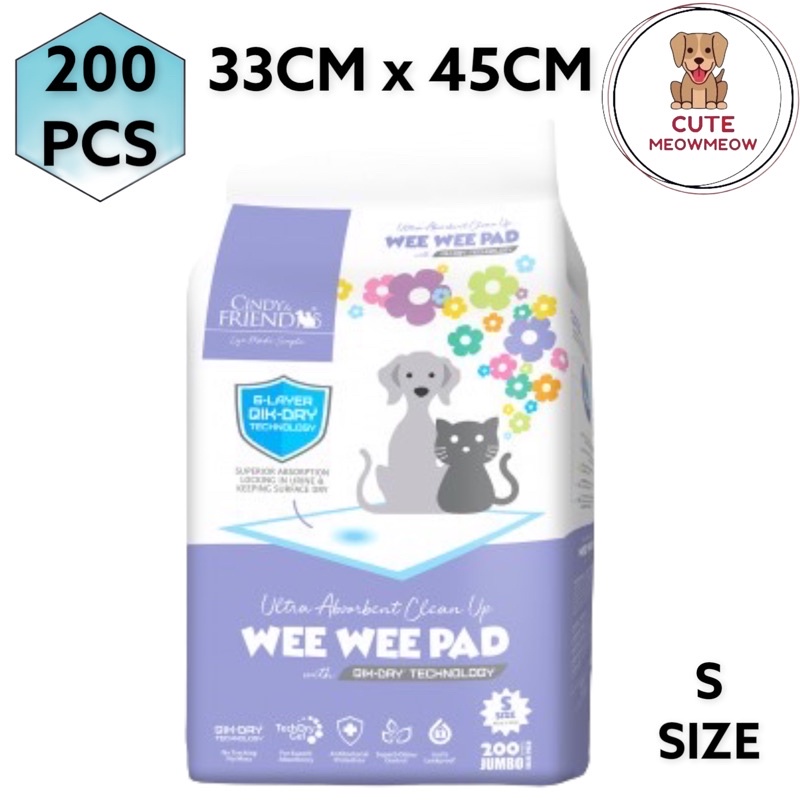 Cindy’s Friend WEE WEE Pad (33cm x 45cm) 200PCS Jumbo Packs | Shopee ...