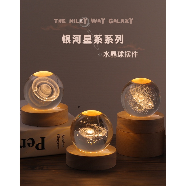 Creative Engraved Solar System Luminous Crystal Ball Ornament / 3D ...