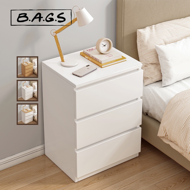 THEBAGS 3 Drawers Bedside Table Simple Modern Small Storage Rental Room ...