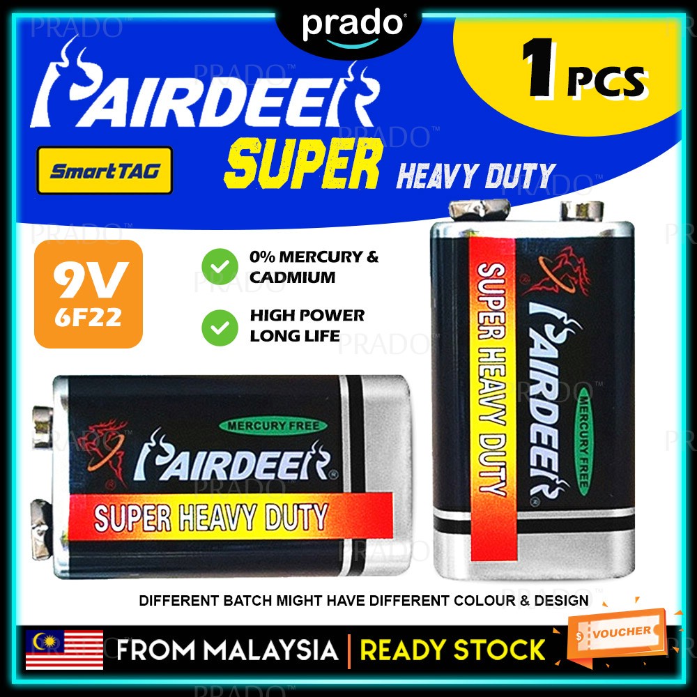 PRADO 9V 6F22 High Power Long Life Battery Heavy Duty Super Energy for ...