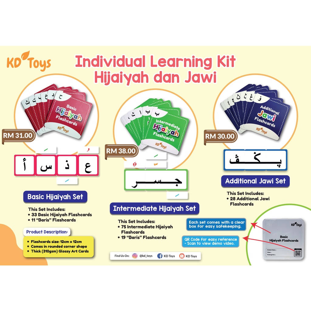 Colourful Flashcard Jawi Hijaiyah and Jawi letters, huruf, buat jawi ...