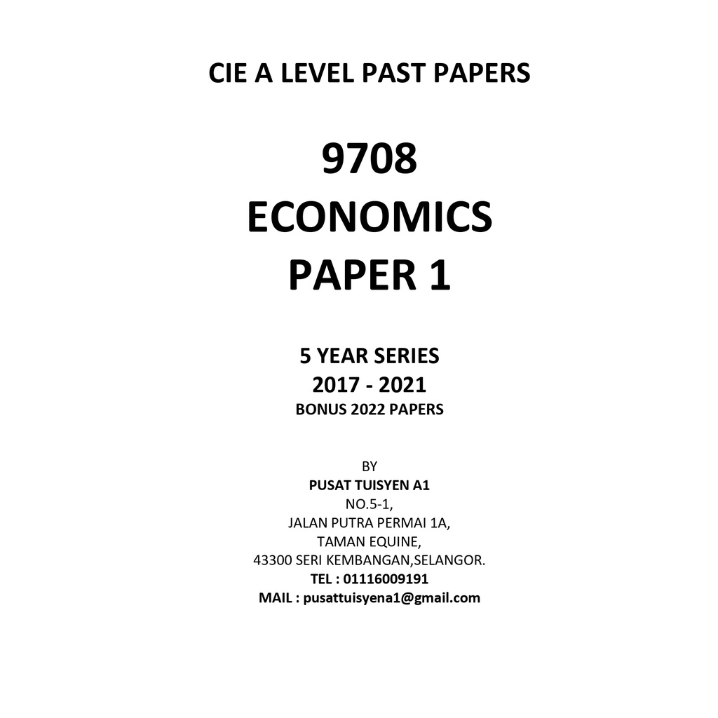 A Level Past Year Papers Economics 9708 | Shopee Malaysia