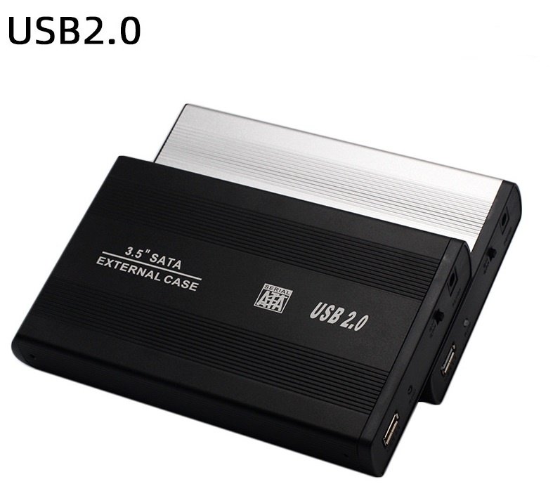 External Hard Disk Case USB 2.0 Cover HDD SSD 2.5 Inch 3.5 Casing Metal ...
