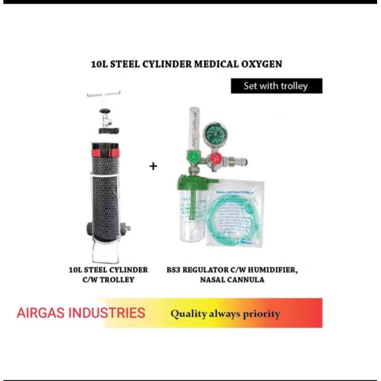 AIRGAS Medical Oxygen Compress full set with Cylinder steel 10L ...