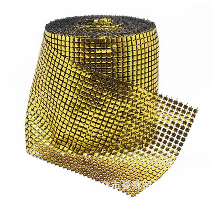 24roll 4mm Square Mesh Drill Gold Sparkling Diamond Mesh Wrap ...