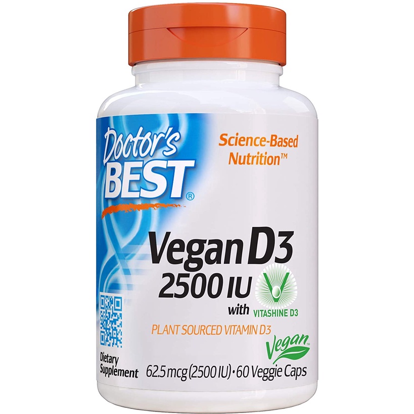 Doctor's Best Vitamin D3 2500IU with Vitashine D3, 60 Capsules Non-GMO ...