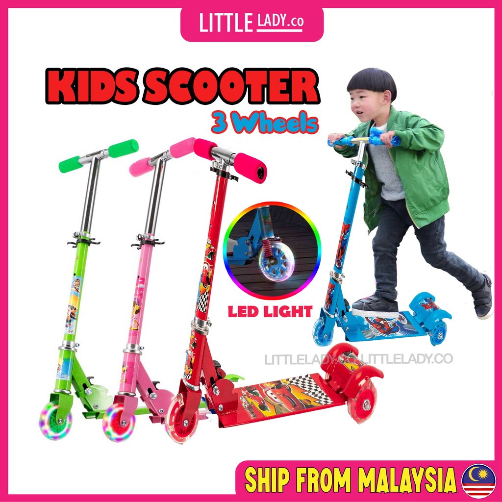 Kids Scooter Adjustable Foldable with 3 LED Wheel Outdoor Skuter Budak ...