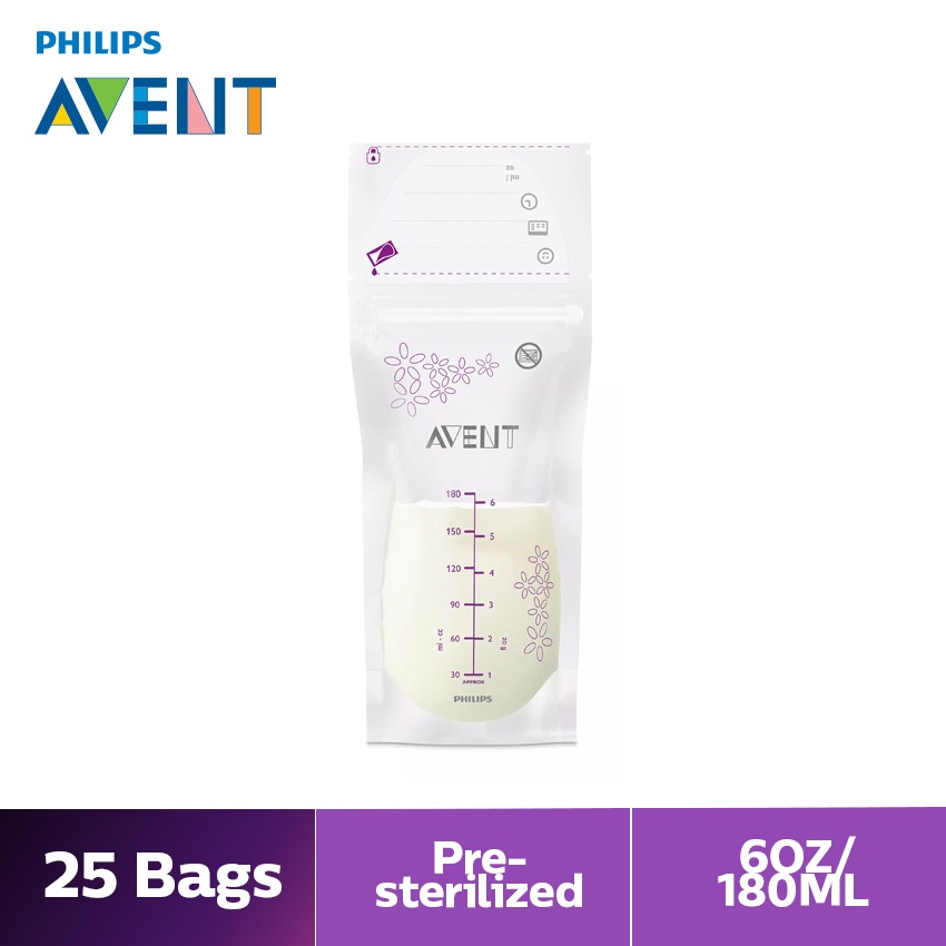 Philips Avent Breast Milk Storage Bag (6oz/180ml x 25 pcs) SCF603/25 ...