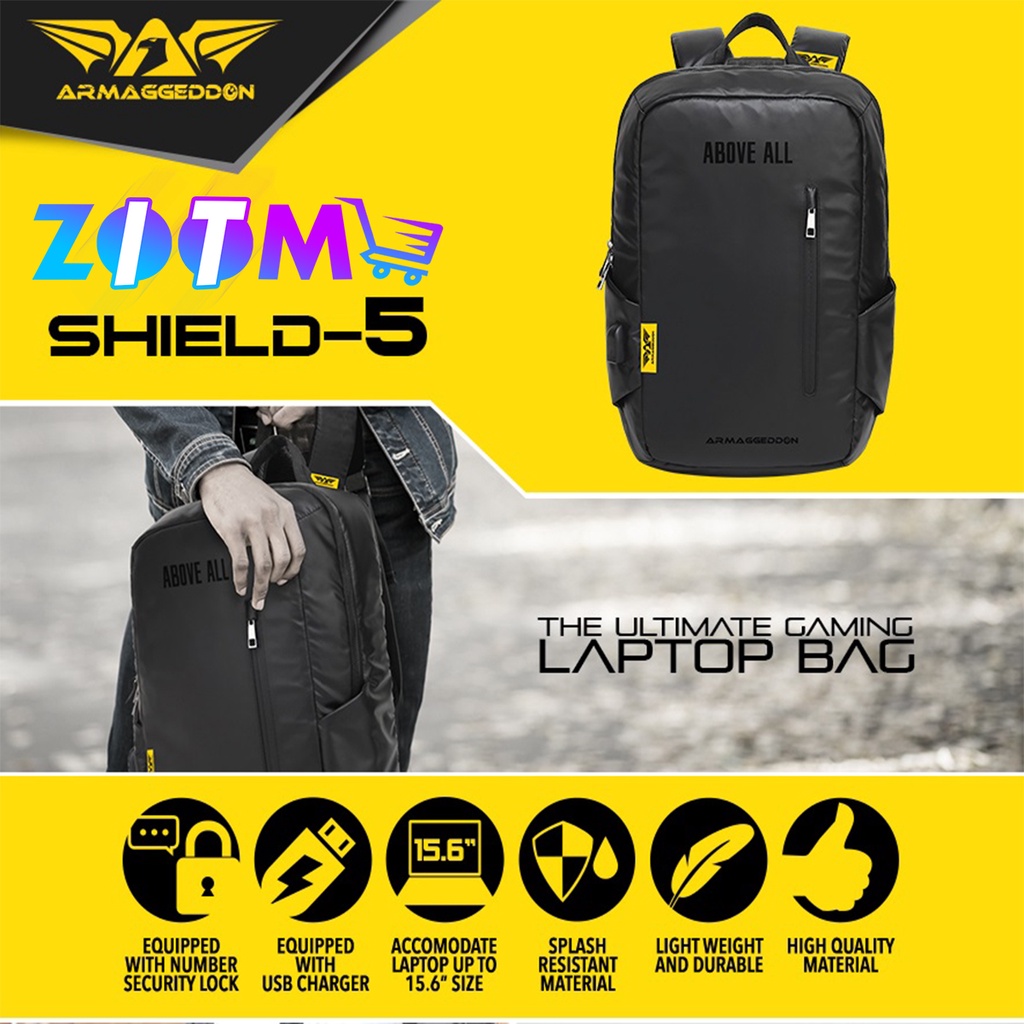 ARMAGGEDDON SHIELD 5 ANTI THEFT GAMING BAG LAPTOP BAG BLACK WITH ...