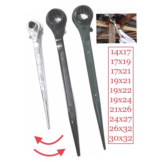 Scaffolding Ratchet Wrench 14x17 / 17x19 / 17x21 / 19x21 / 19x22 ...