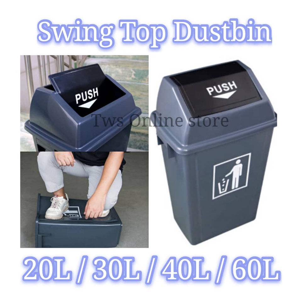 40L / 60L Swing Top Garbage Bin With Swing Lid / Dustbin / Waste Paper ...