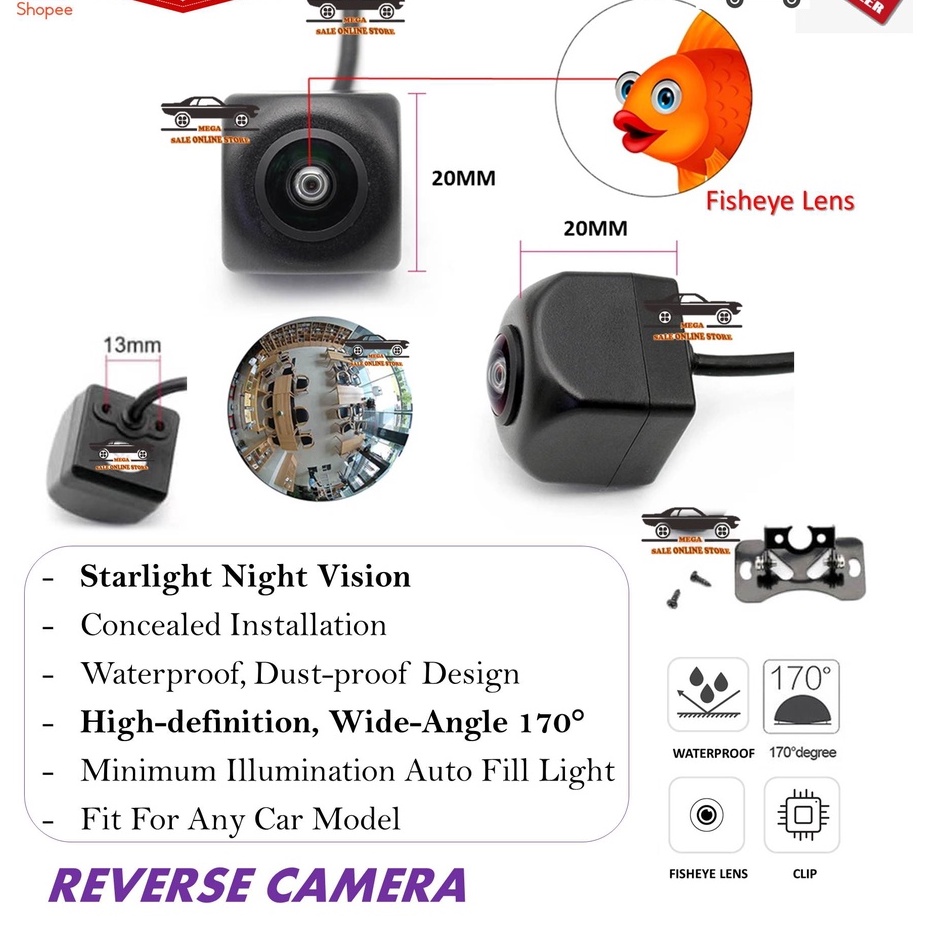 (READY STOCK) Car reverse camera night vision hd 170"korea Lens Water ...