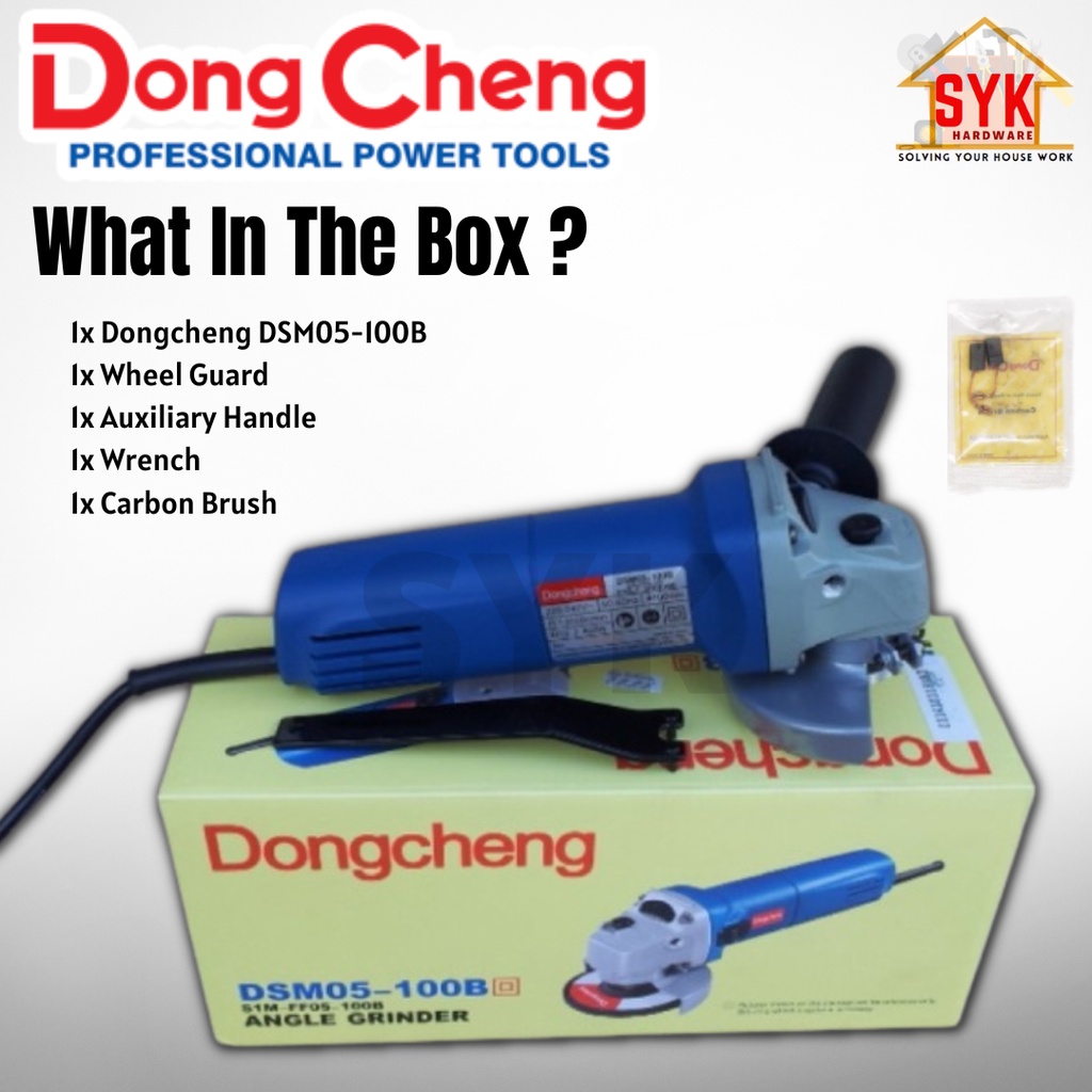 SYK Dongcheng DSM05-100B (S1M-FF05-100B) 4" Electric Angle Grinder Cutting Grinding Machine ...