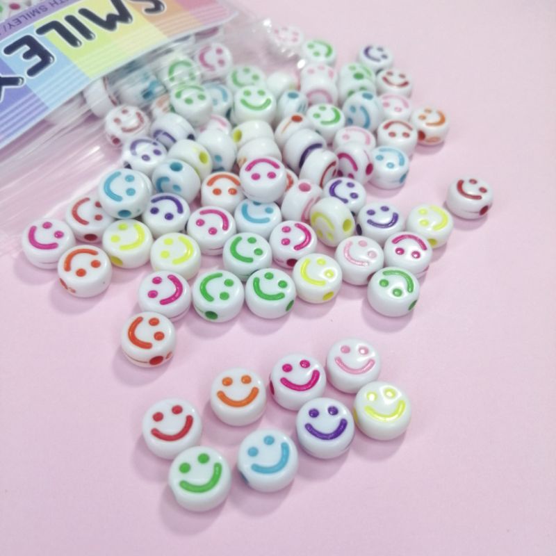 Smiley Beads Face Assorted Colors Size 7 mm. (15gram) | Shopee Malaysia