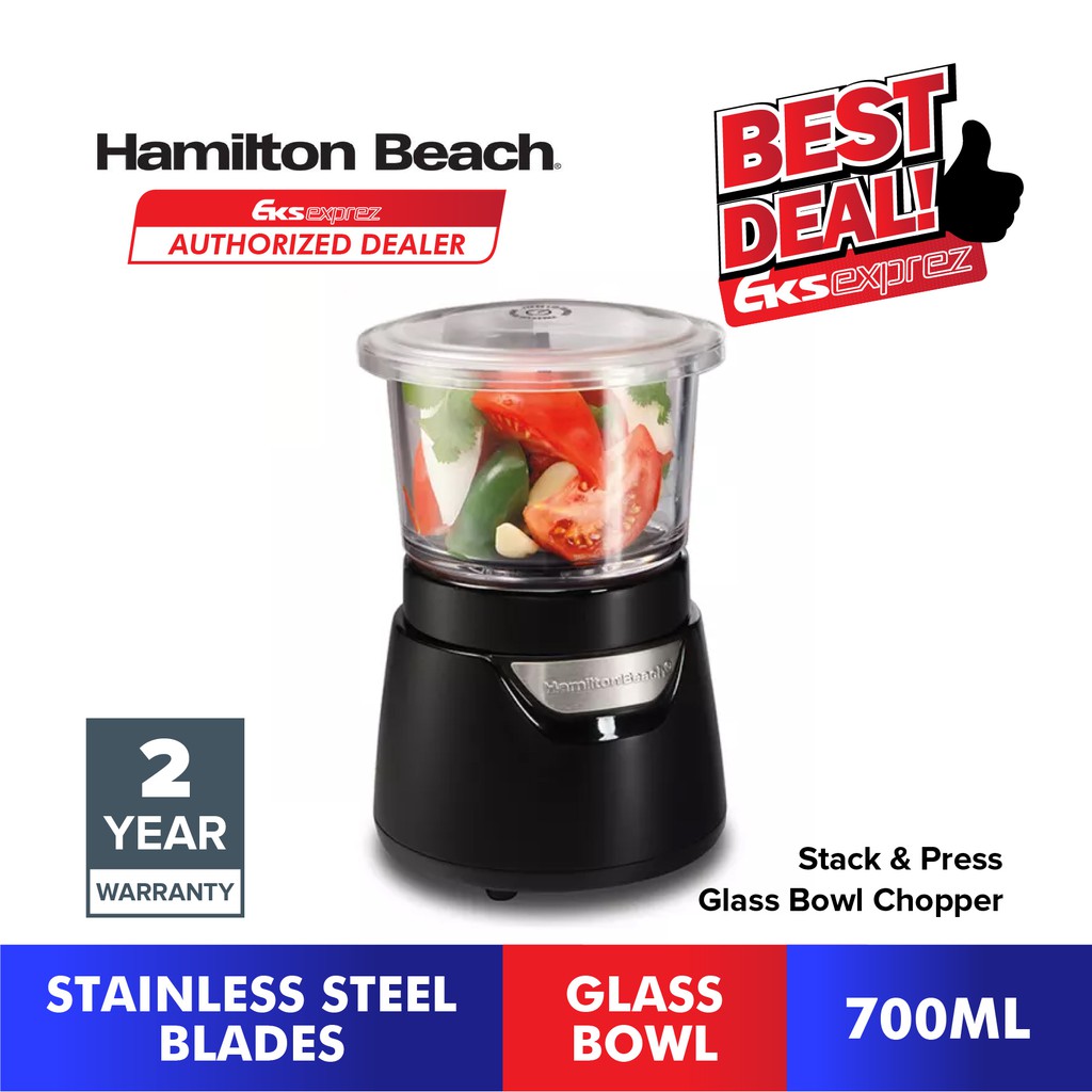 Hamilton Beach Mini Glass Bowl Food Chopper Stack & Press (700ml) 72860 ...