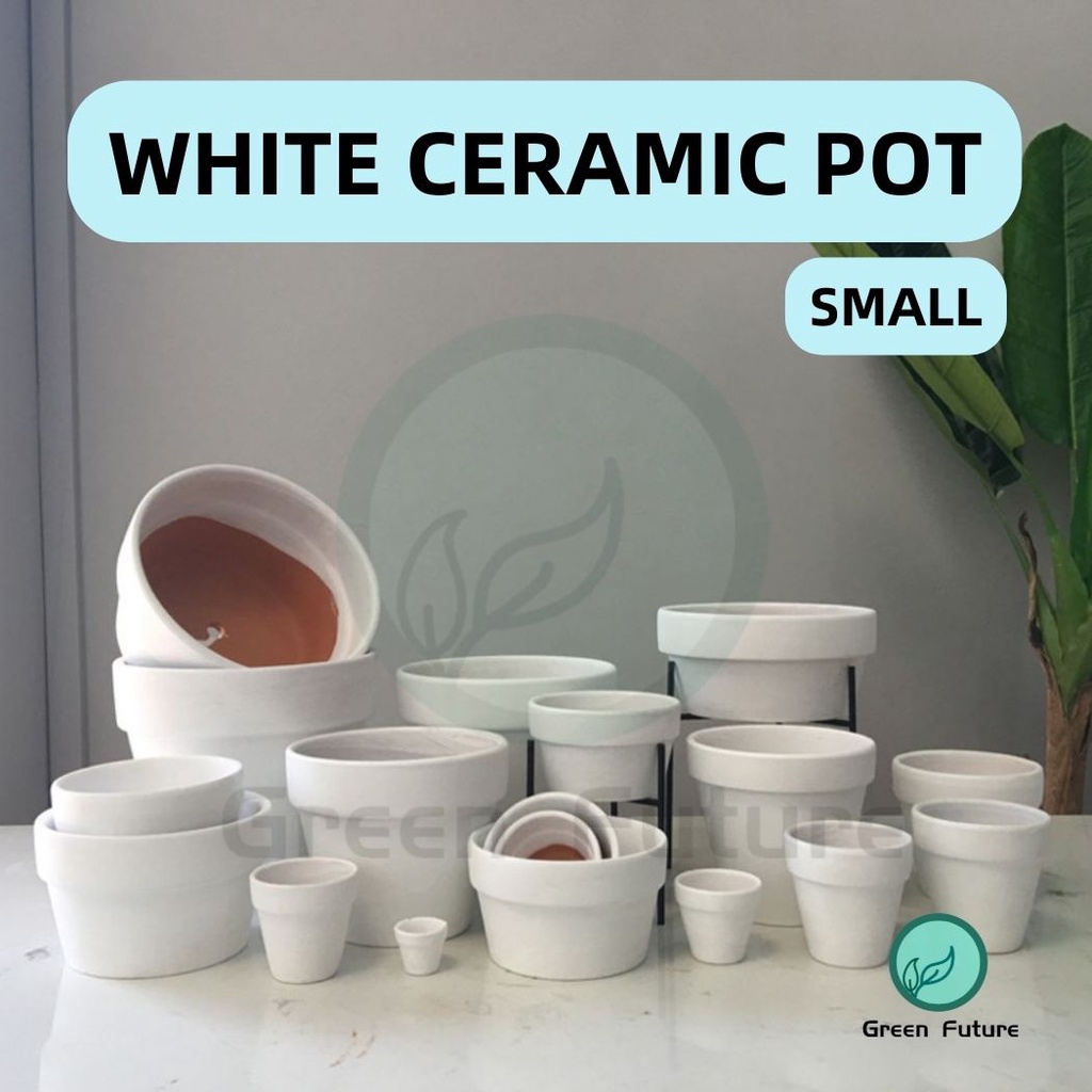 【5 SIZE SMALL SERIOUS】WHITE POTTERY CLAY POT SUCCULENT FLOWER POT 白陶多肉 ...