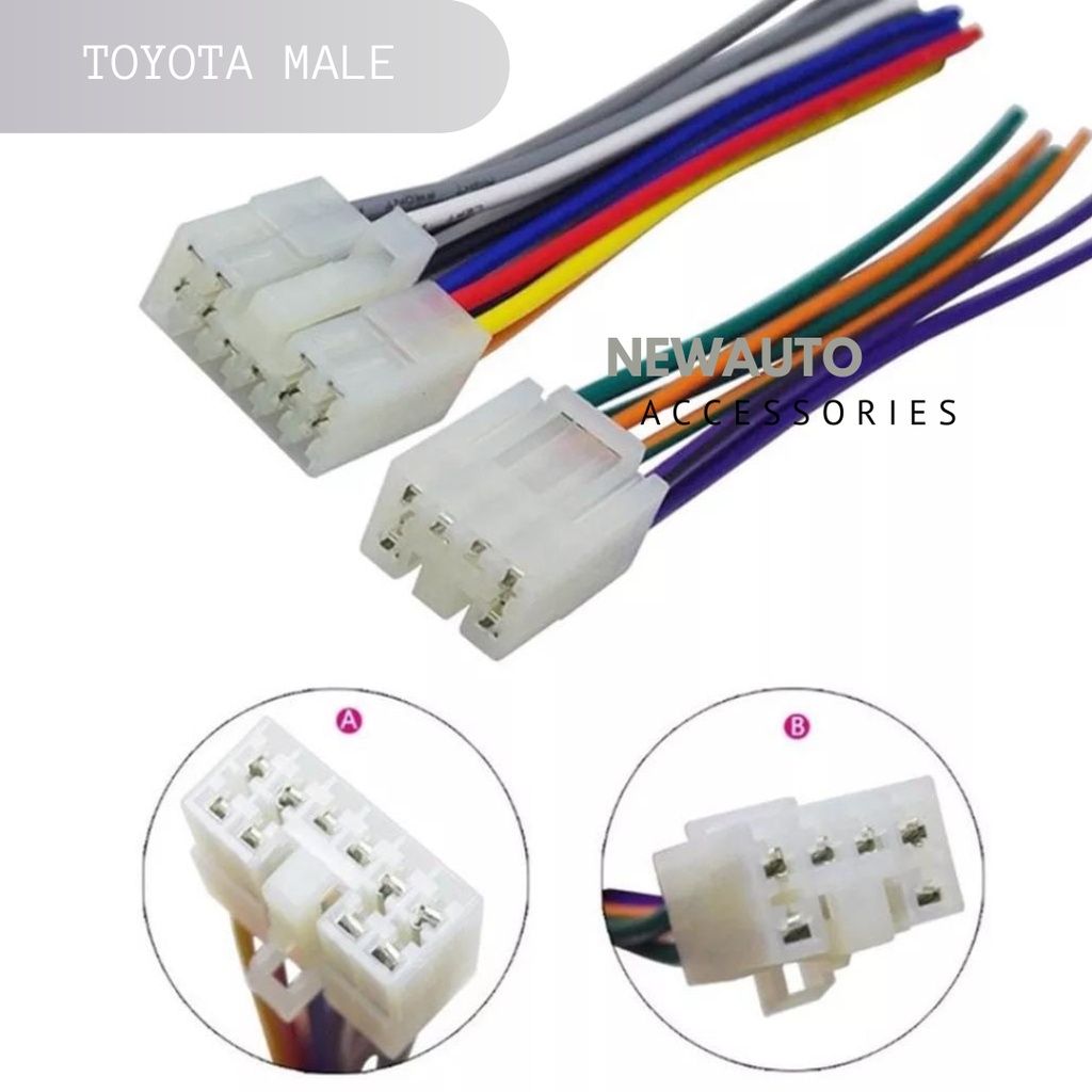 Toyota car type socket cable, toyota male head unit socket | Shopee ...