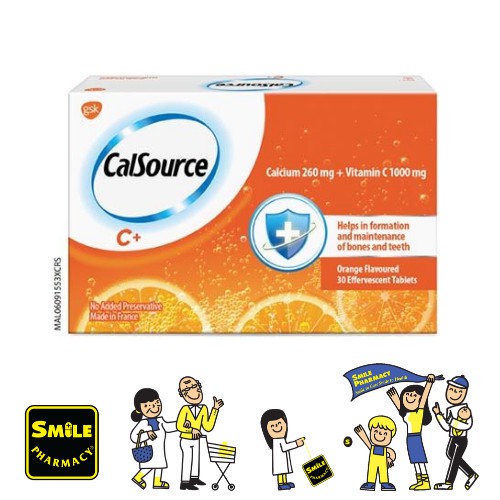 CalSource Calcium 260mg + Vitamin C 1000mg Effervescent Tablets (10's ...