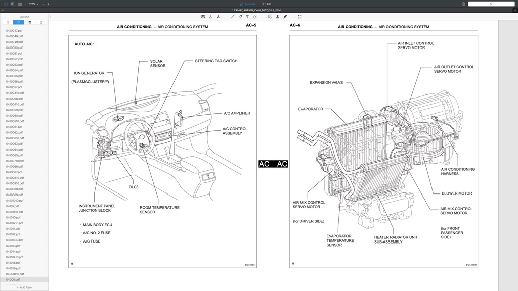 TOYOTA CAMRY ACV40 GSV40 (2006-2011) SERVICE REPAIR WORKSHOP MANUAL ...