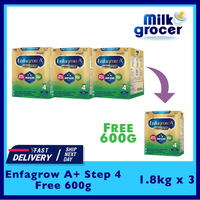 Enfagrow A+ Step 4 MindPro Original / Vanilla (1.8kg x 3 Free 600g ...