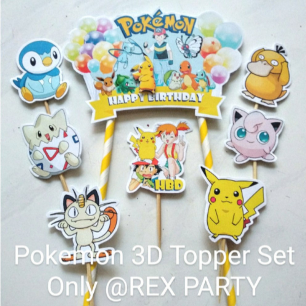 Pokemon Cake Topper/ Pokemon Cake Topper/3D Birthday Topper | Shopee ...