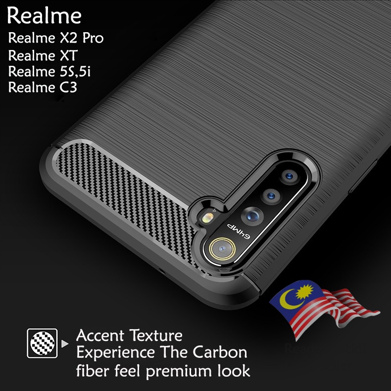 Realme X2 Pro XT Realme 5S 5i TPU Carbon Fiber Silicone Soft Case Cover ...
