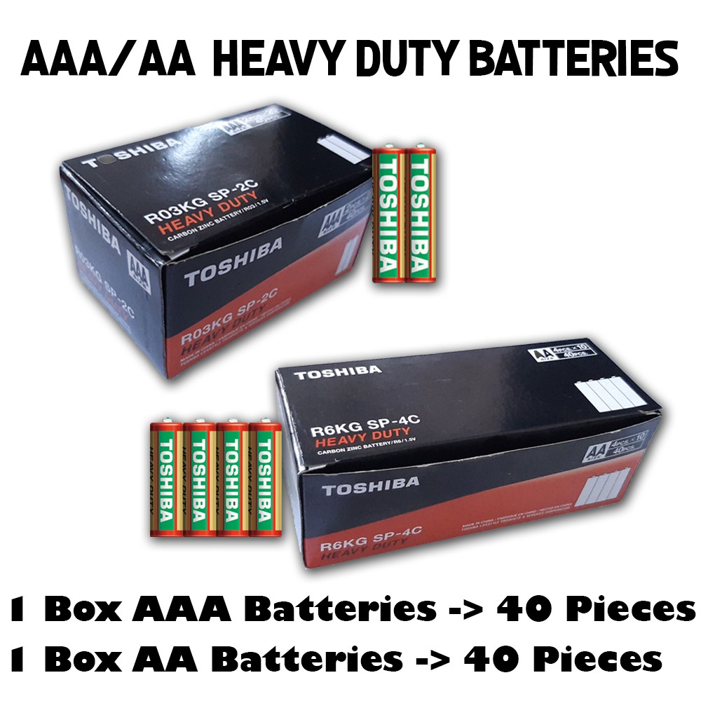 (1Box-40Pcs) Toshiba AA & AAA Heavy Duty 1.5V Battery / Bateri Toshiba ...