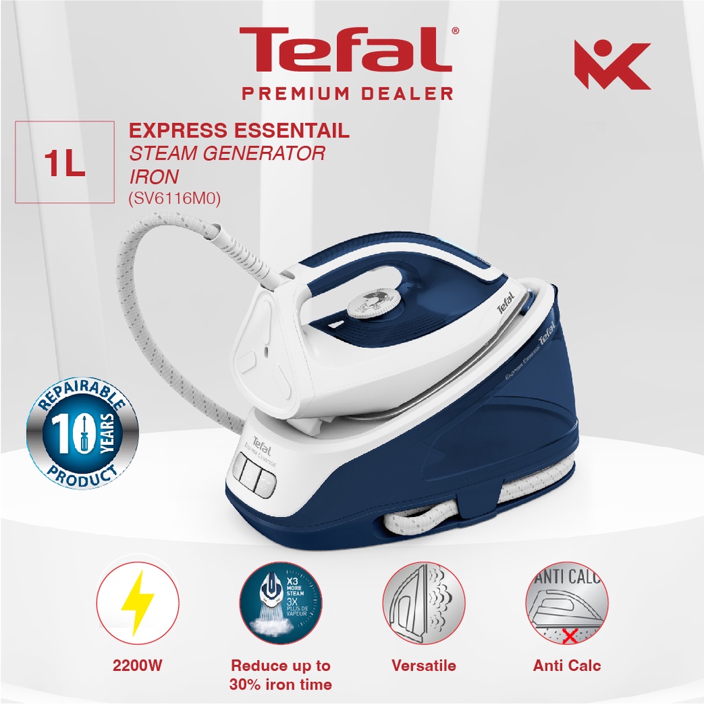 Tefal Steam Iron (2200W) Steam Generator Express Essential SV6116M0 (SV6116) | Shopee Malaysia