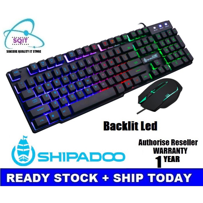 Shipadoo D500 Master Gaming keyboard mouse combo 1000dpi with backlit ...
