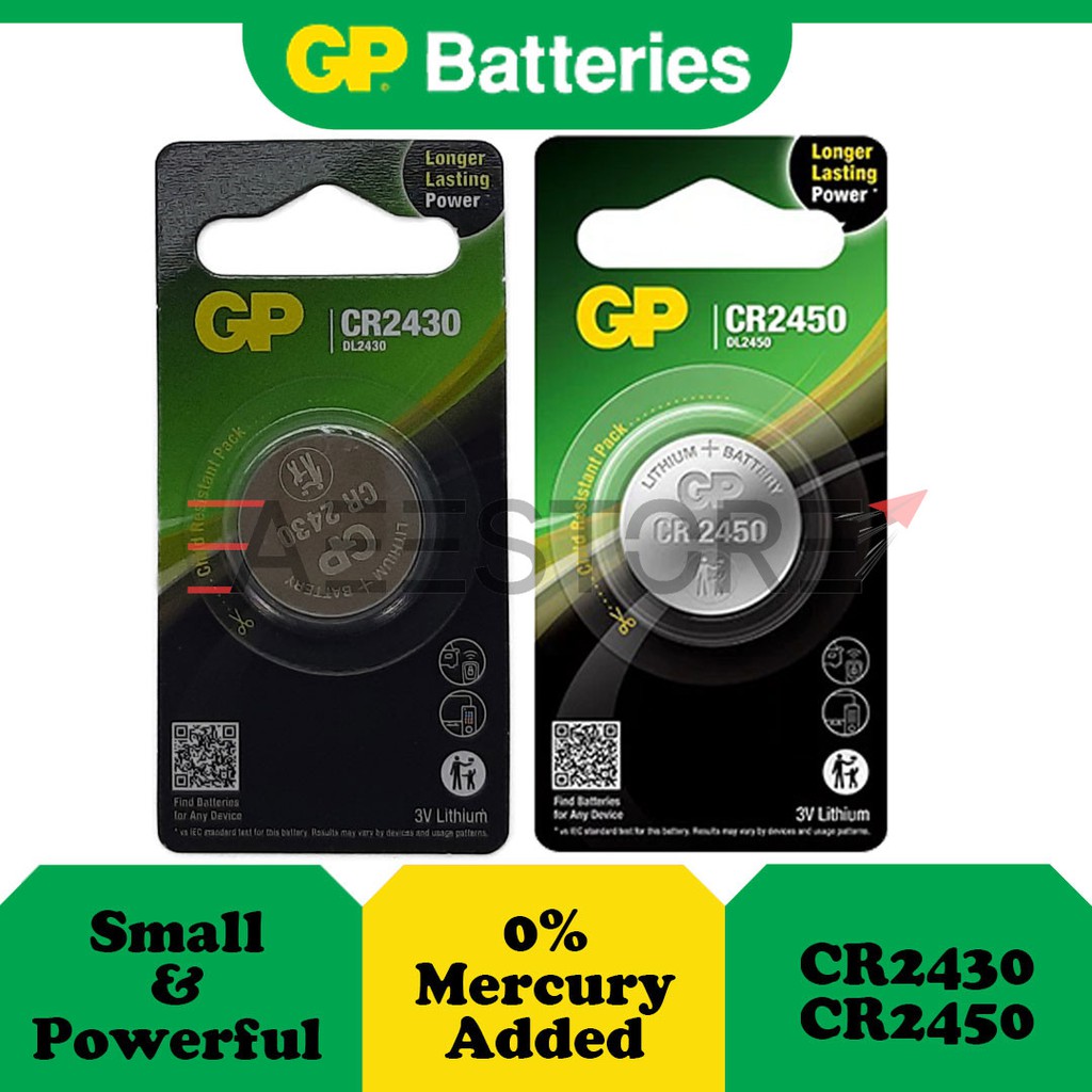 (Original) CR2430 / CR2450 GP Lithium Battery Coin Cell (1pc / 5pcs) | Shopee Malaysia