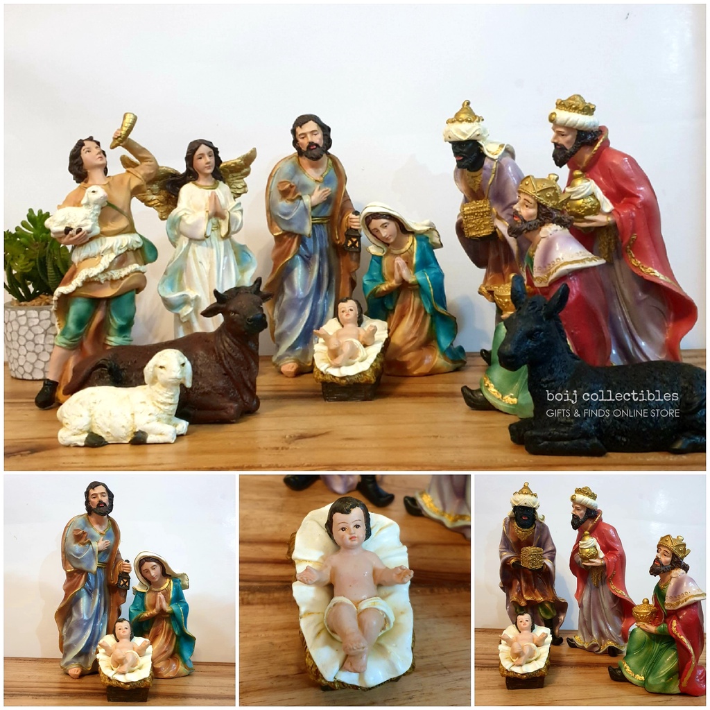 11 pc. Pastel Priscila Nativity Scene Set Handcrafted Resin Christmas ...