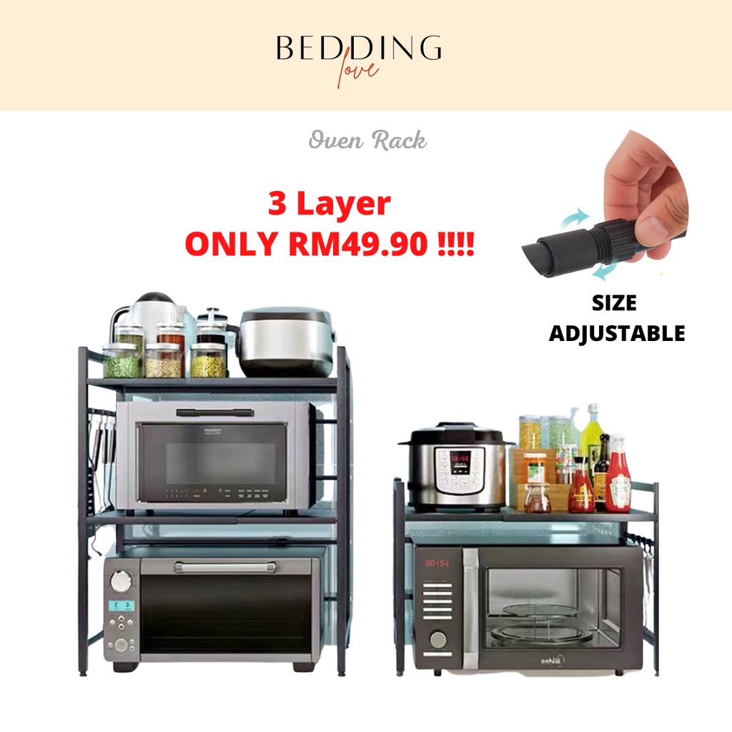 Stainless Steel Microwave Oven Kitchen Rack Adjustable Storage ...