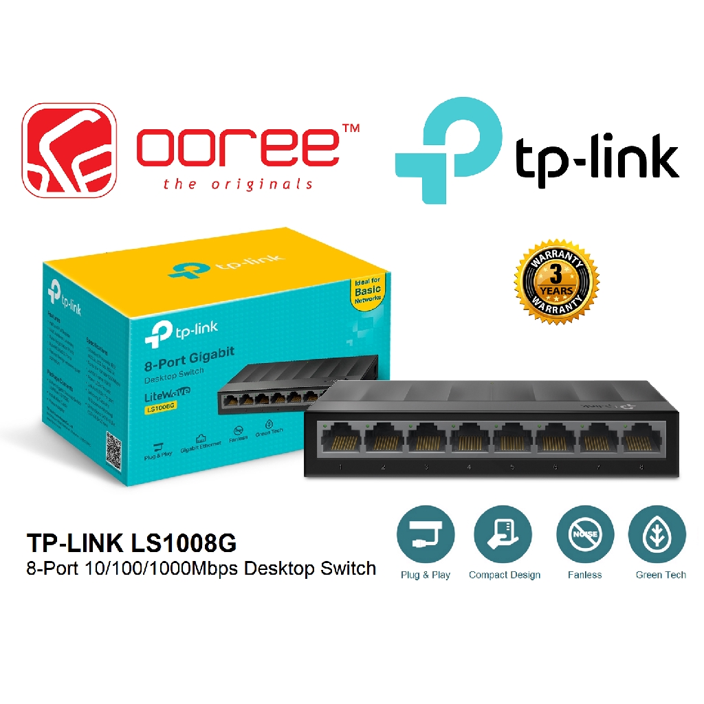 TP-LINK LS1005G 5-PORT / LS1008G 8-PORT 10/100/1000MBPS DESKTOP LAN ...