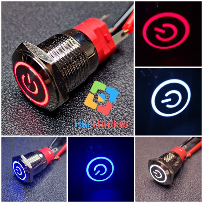 TOMBOL Push Button 16mm LED Momentary Latching Switch Stainless Steel ...