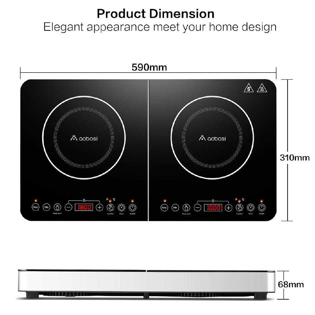 Amzchef induction hob, induction cooker,double induction hob with ...