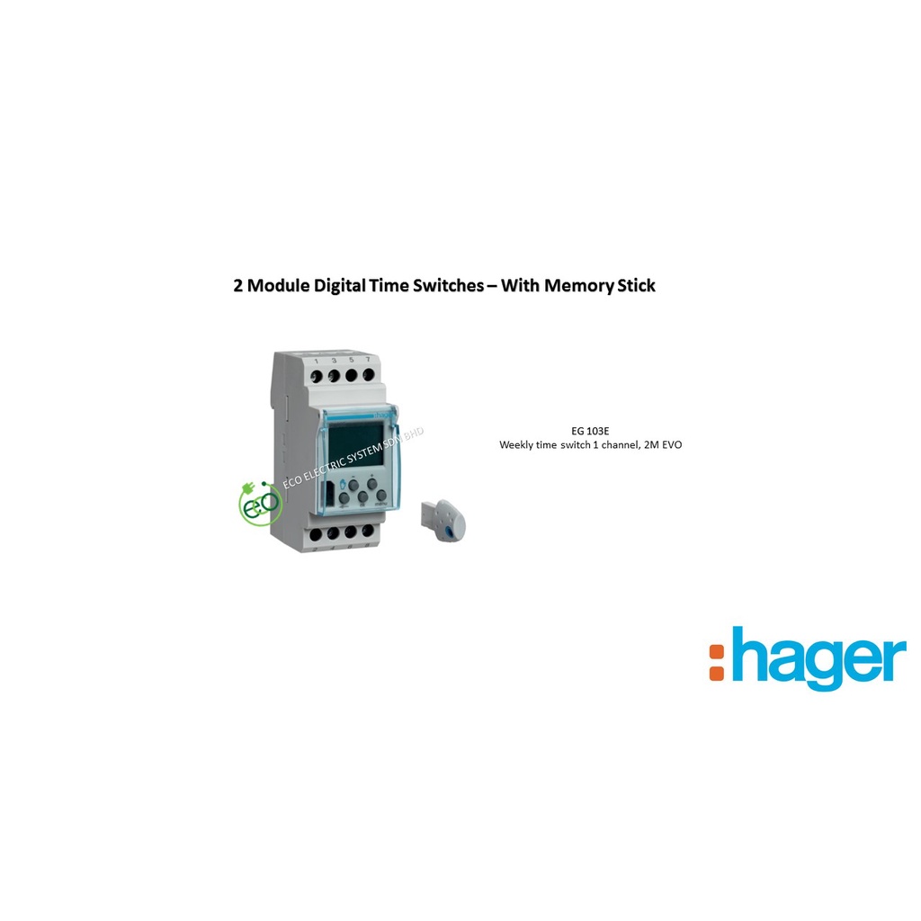 Hager 2 Module Digital Time Switches With Memory Stick ( Model : EG ...