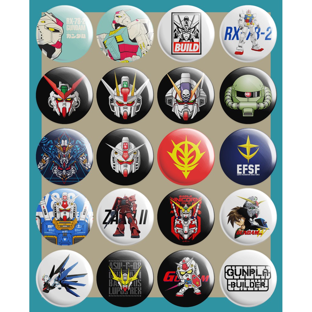 Button Badge Gundam Design {No Minimum Order} RX-78-2 EFSF Gunpla Zaku ...