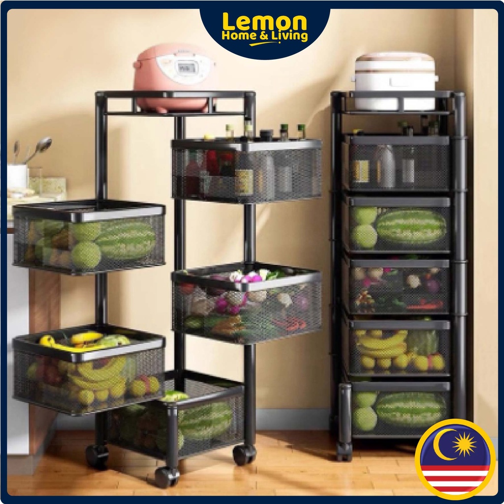 🍋LEMON🍋 2/3/4/5 Tier Multifunctional Stainless Steel Kitchen Rack ...
